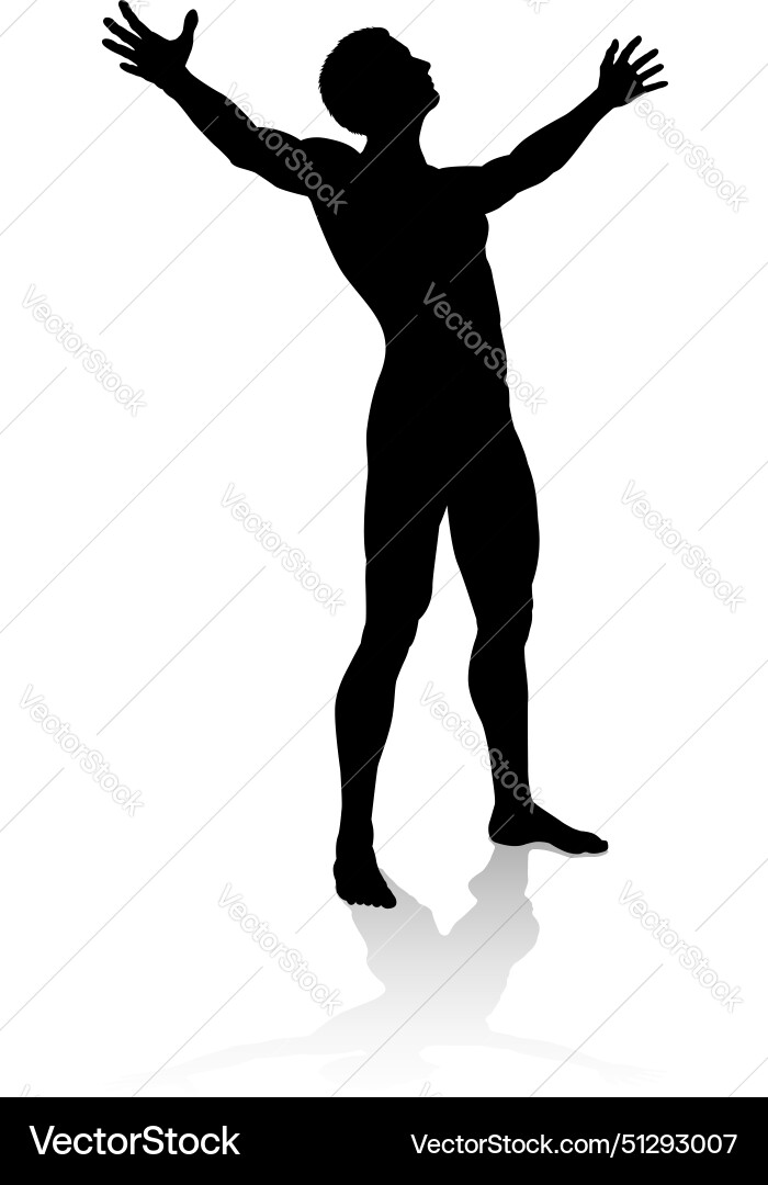 Man arms raised person silhouette Royalty Free Vector Image