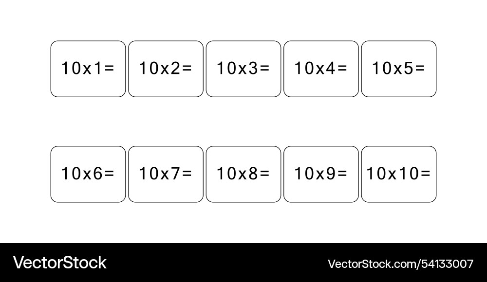 Multiplication and division table of 10 maths Vector Image