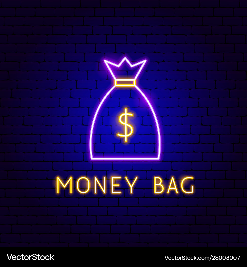 Neon Money Bag Icon Royalty Free Vector Image - VectorStock