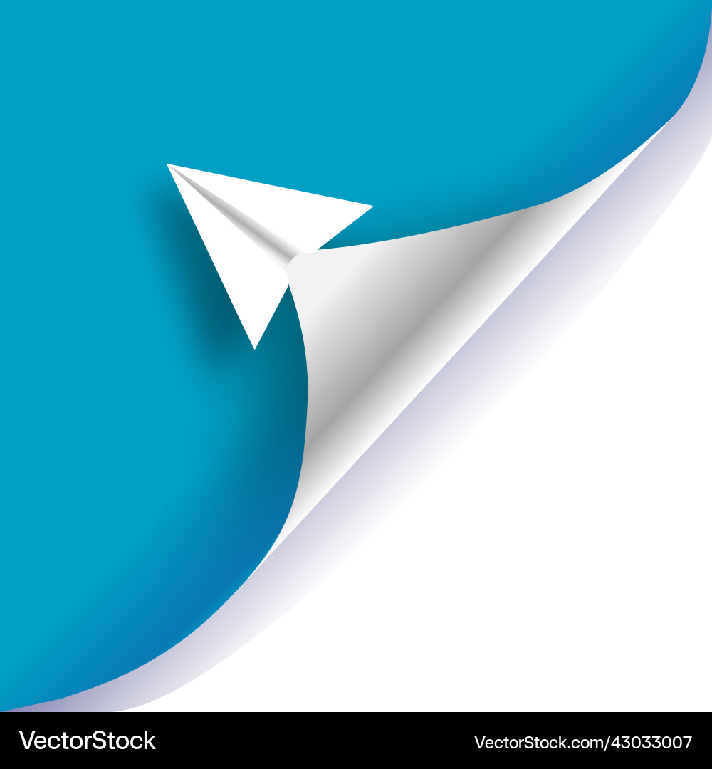Paper airplane turning page Royalty Free Vector Image