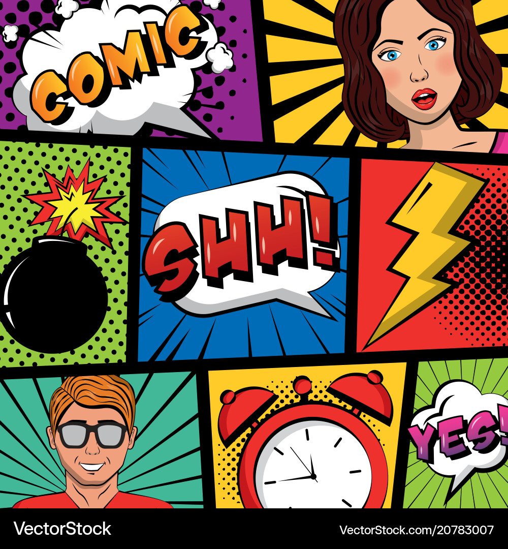 People pop art comic Royalty Free Vector Image
