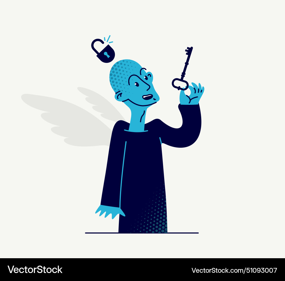 Person who has freed from mind control concept Vector Image