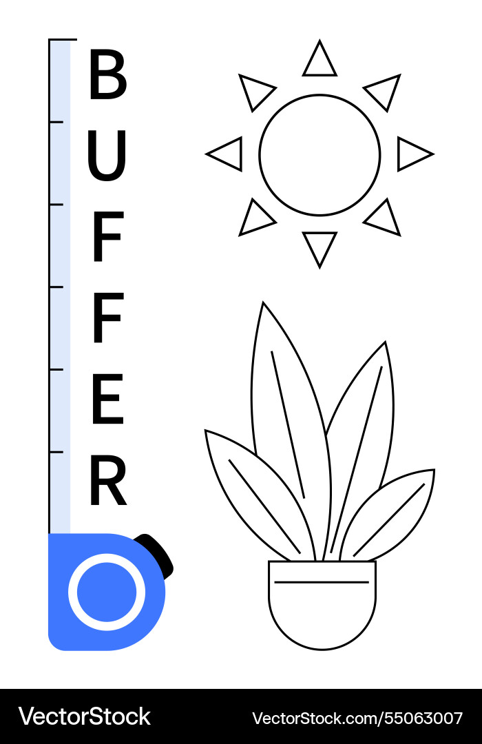 Ph buffer meter with sun and potted plant Vector Image