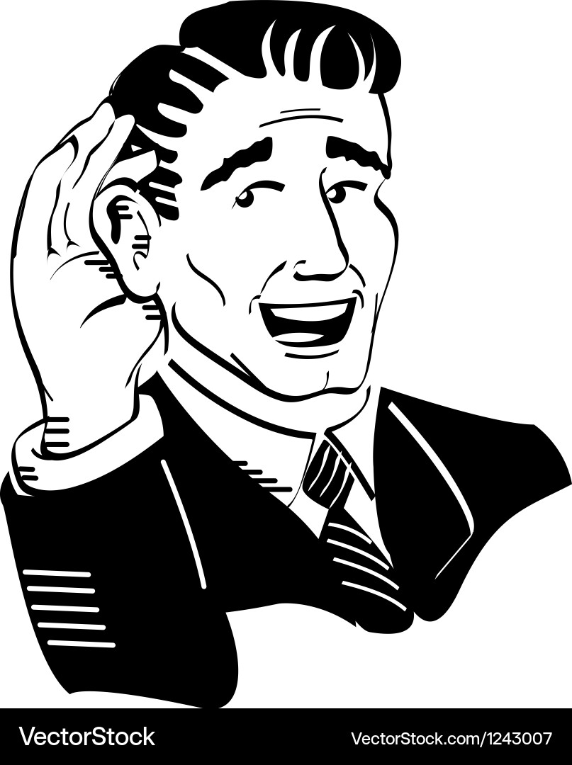 Retro guy listening Royalty Free Vector Image - VectorStock