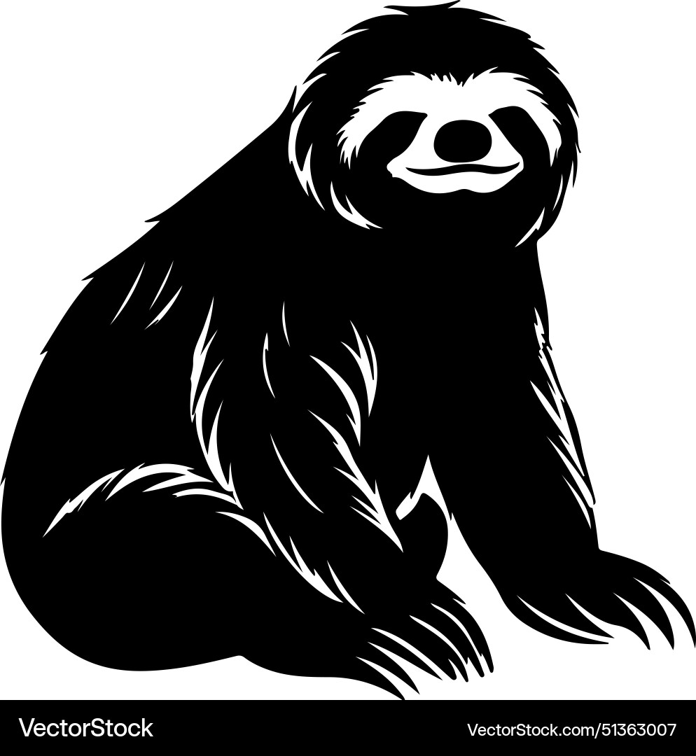 Sloth silhouette white background Royalty Free Vector Image