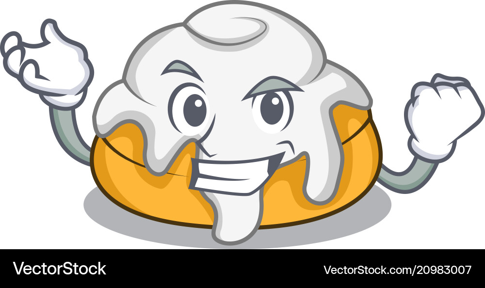 Successful cinnamon roll character cartoon Vector Image