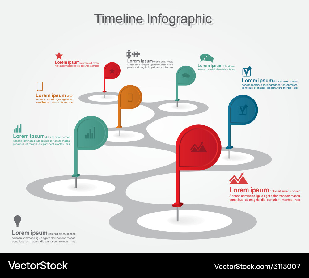 Timeline infographics with elements icons Vector Image