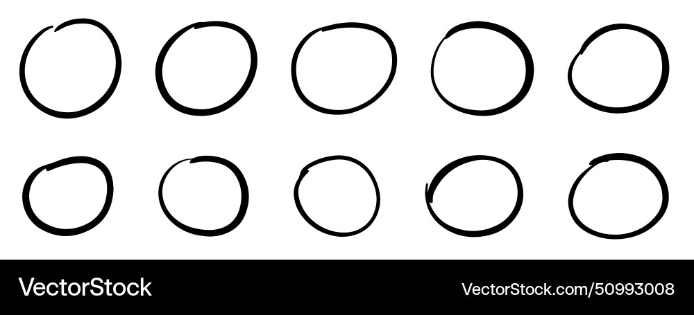 Collection of simple black hand-drawn circles Vector Image