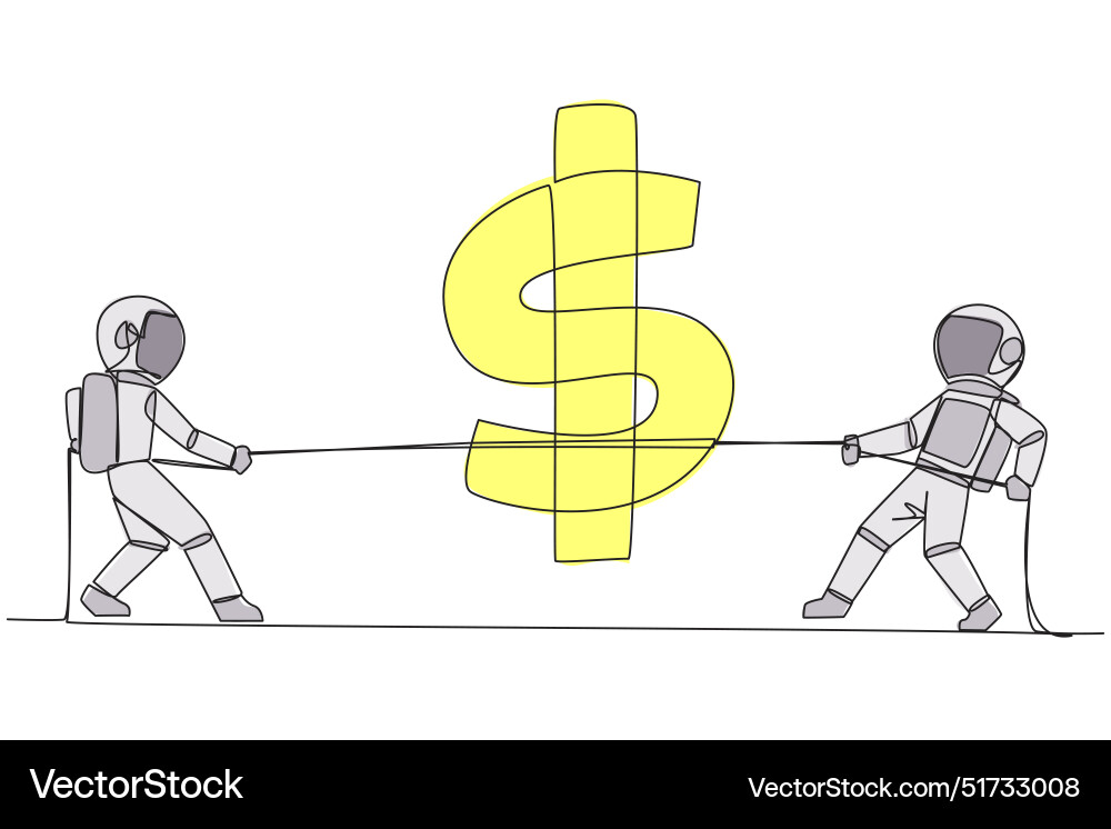 Continuous one line drawing two astronauts Vector Image