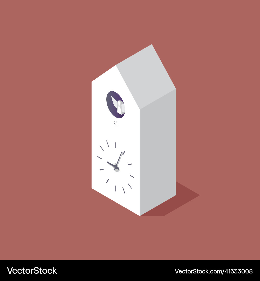 Cuckoo clock isometric view Royalty Free Vector Image