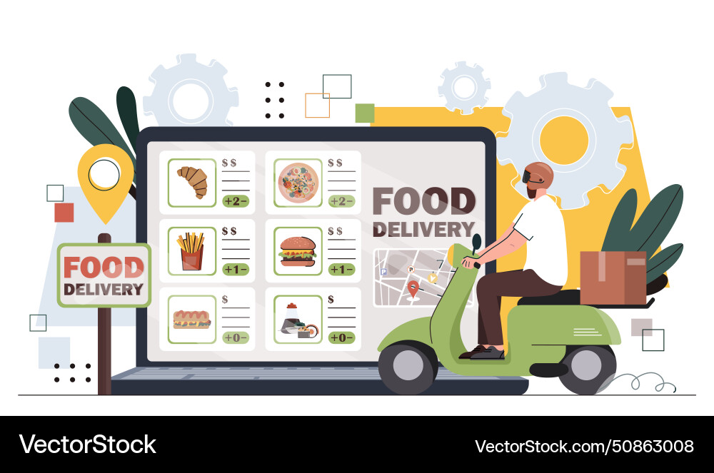 Food delivery service concept Royalty Free Vector Image