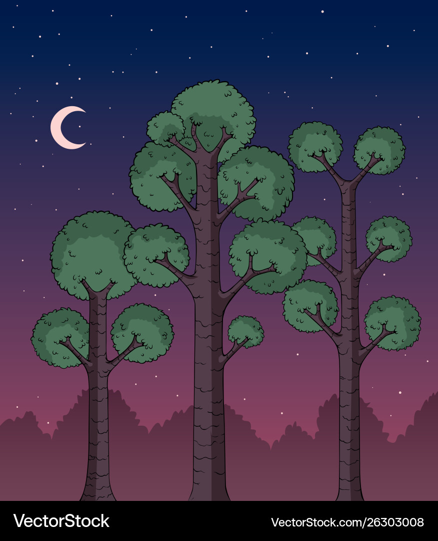 Forest at night Royalty Free Vector Image - VectorStock