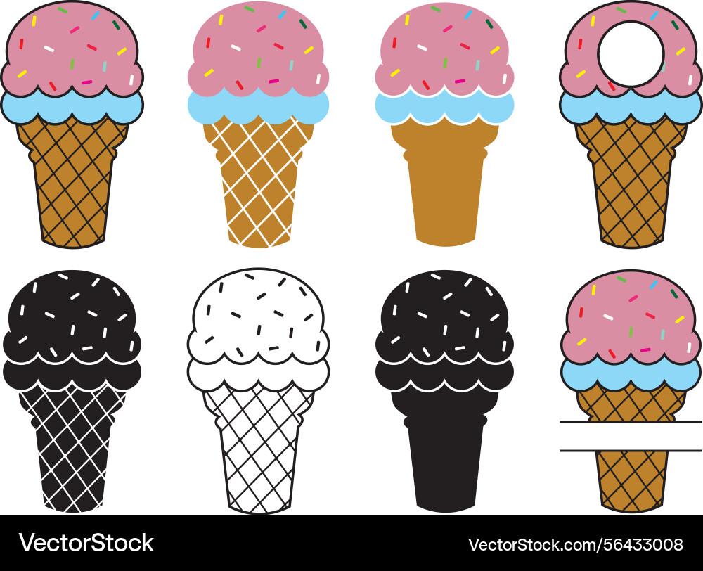 Ice cream monogram summer Royalty Free Vector Image