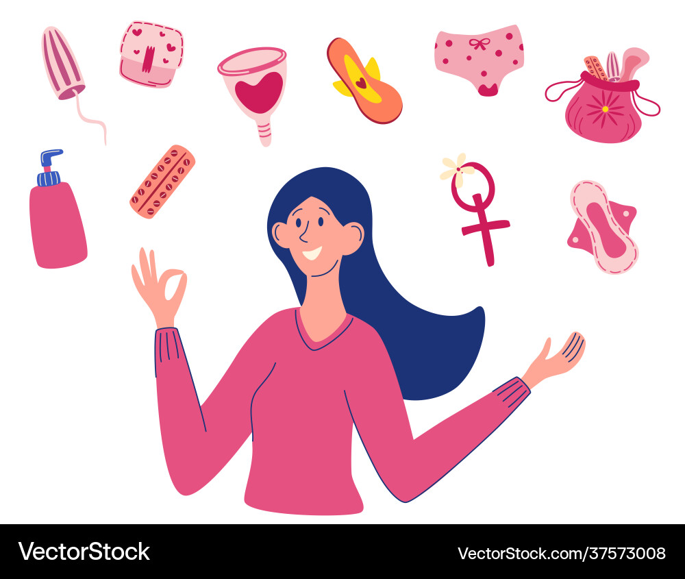 Menstruation theme period various feminine Vector Image