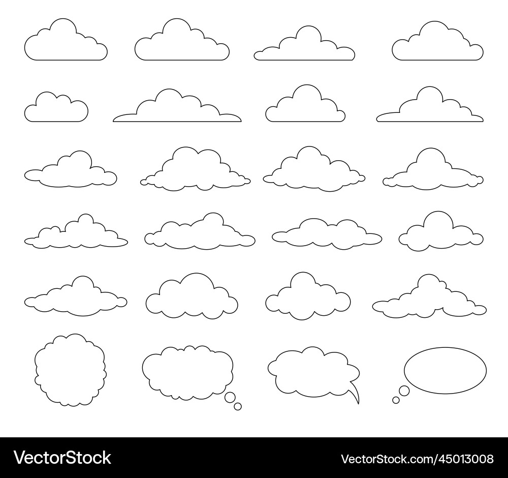 Minimalist Cloud Line Set Royalty Free Vector Image