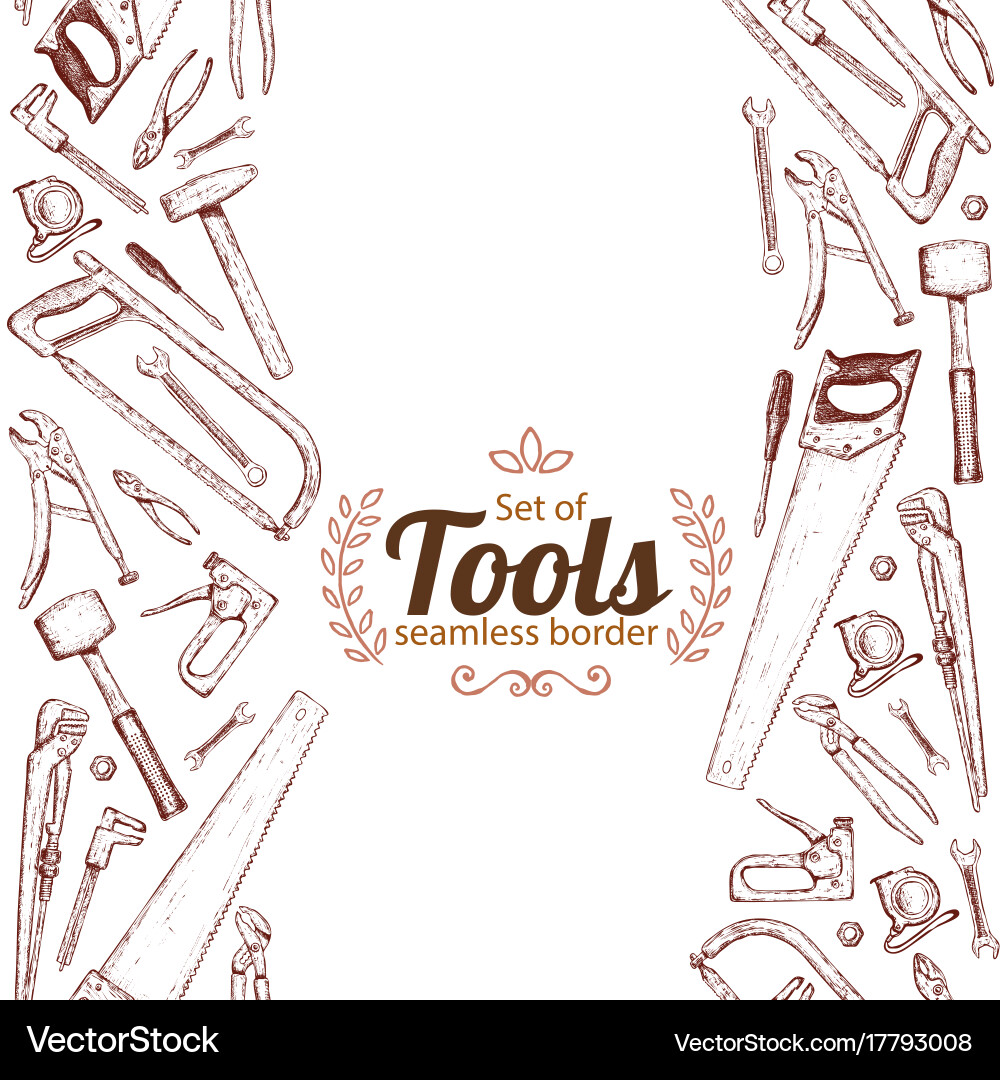 Repair Tools Border - Seamless Royalty Free Vector Image