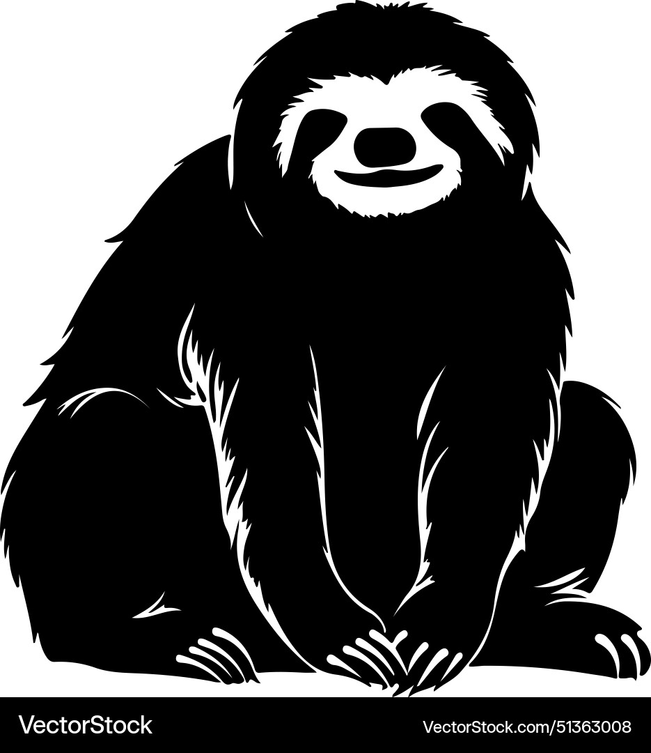Sloth silhouette white background Royalty Free Vector Image