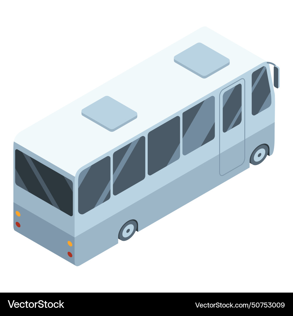 City isometric bus icon flat colorful Royalty Free Vector