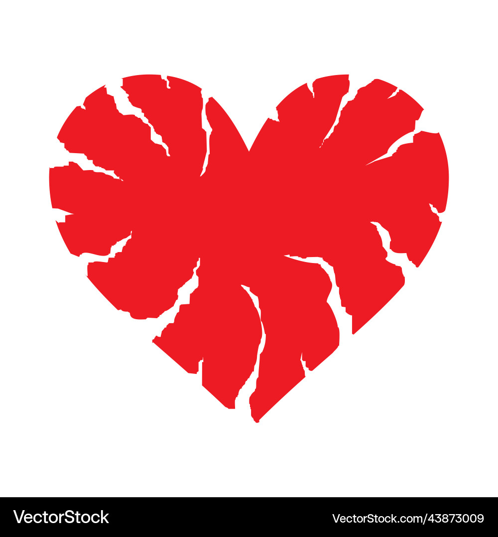 Cracked heart icon with cracks Royalty Free Vector Image