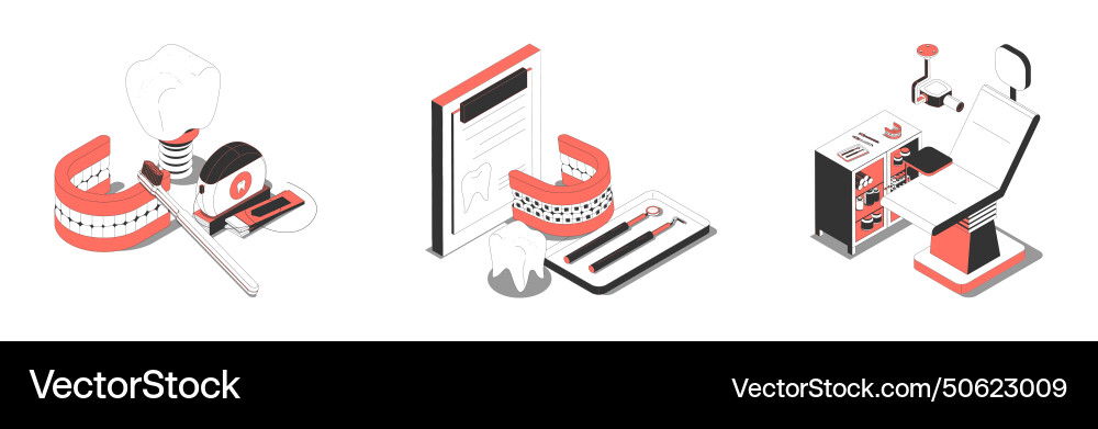 Dentistry isometric compositions Royalty Free Vector Image