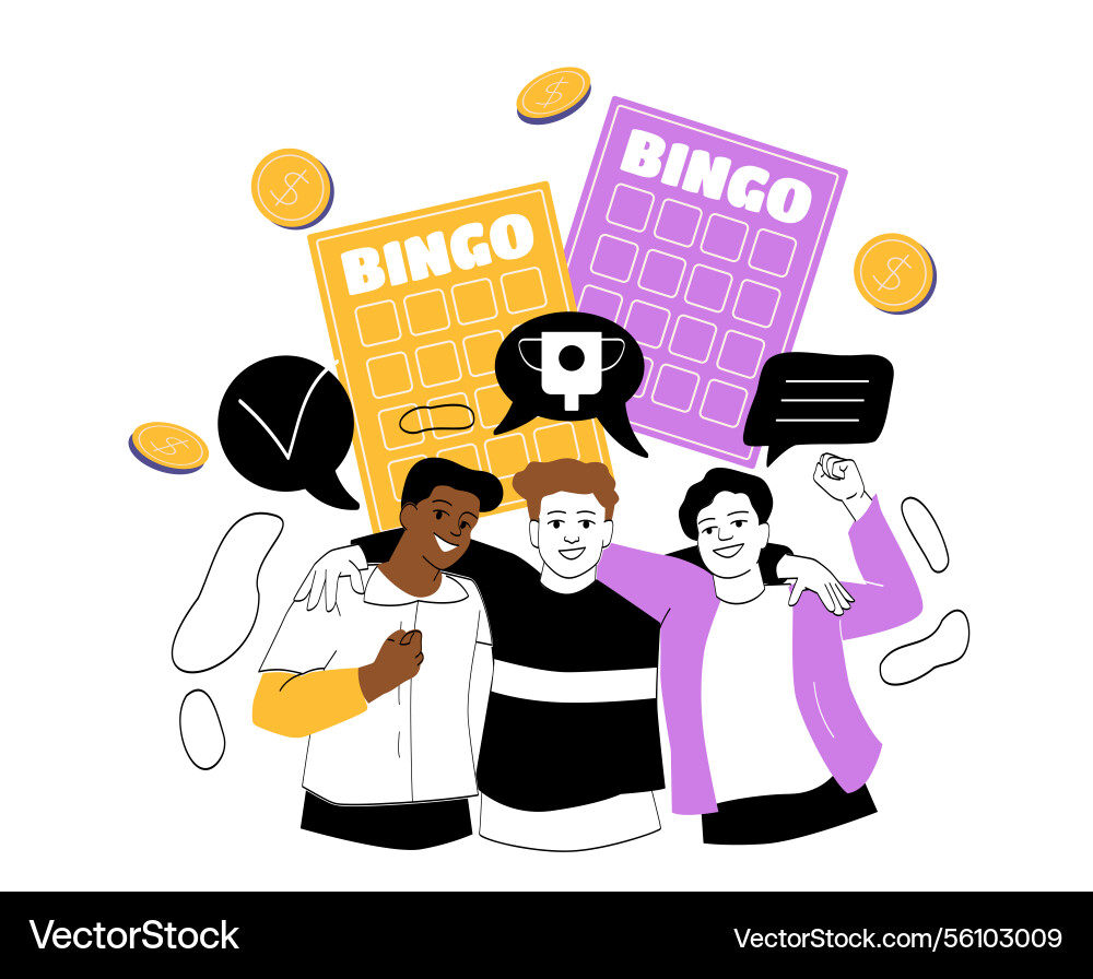Friends celebrating bingo win Royalty Free Vector Image