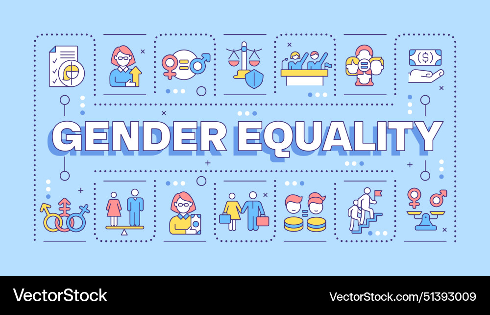 Gender equality light blue word concept Royalty Free Vector