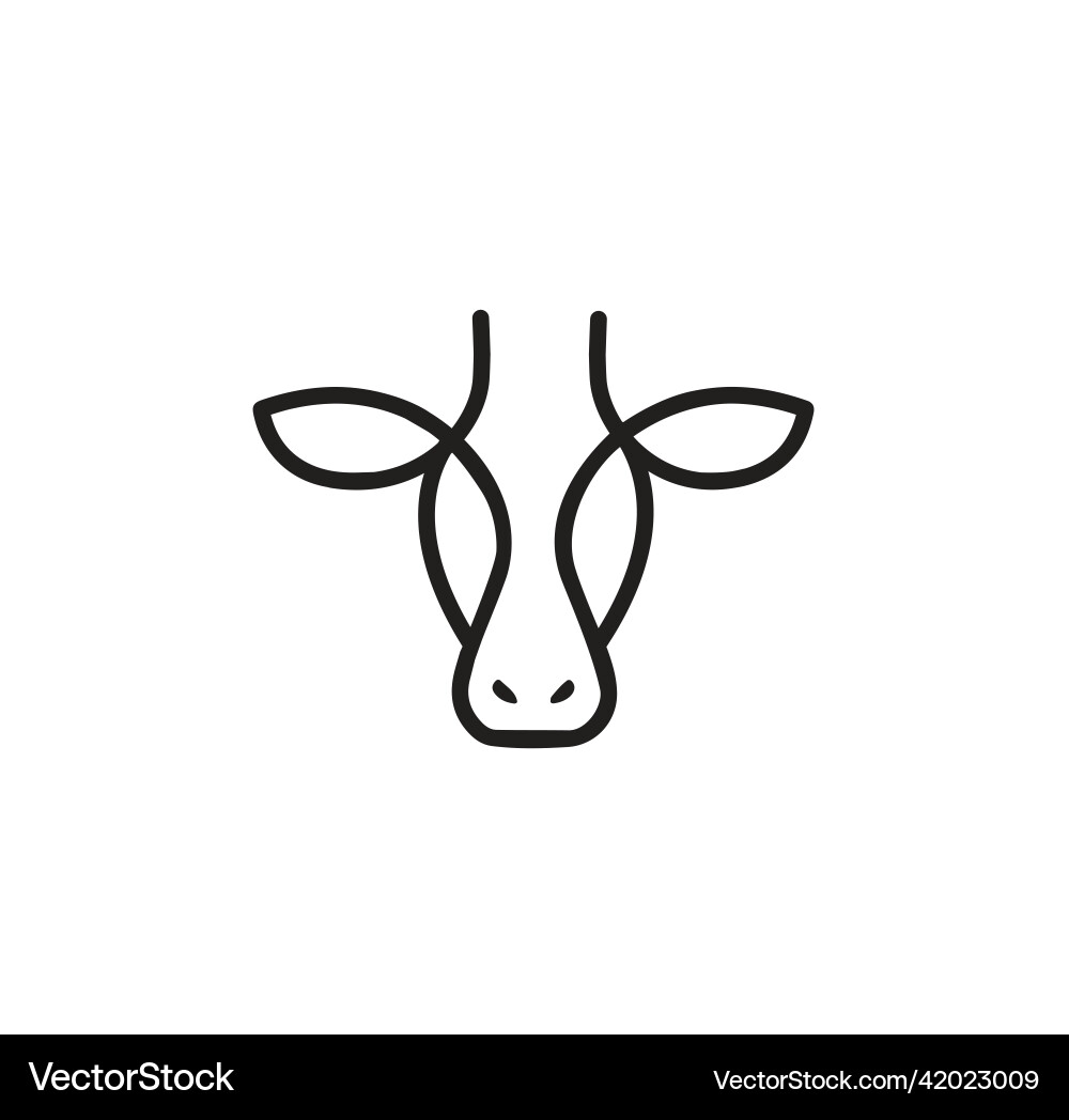 Minimal cow head line Royalty Free Vector Image