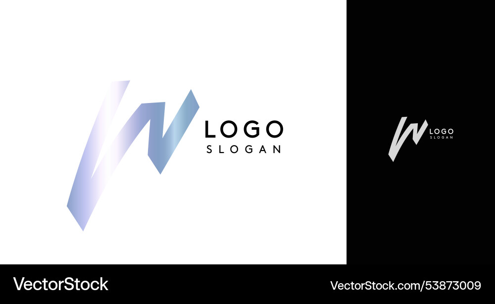 Shiny chromatic letter w metallic monogram Vector Image