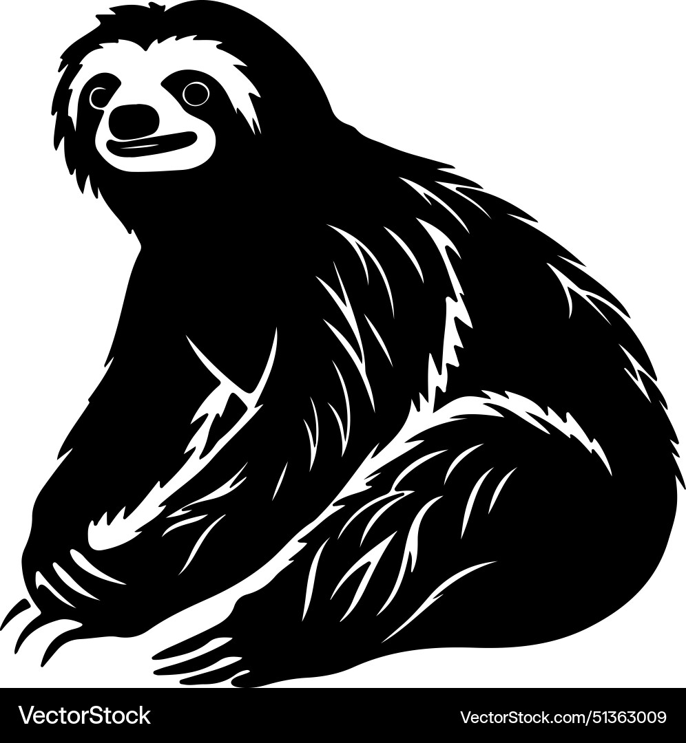 Sloth silhouette white background Royalty Free Vector Image