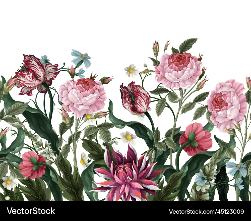 Vintage Floral Border Pattern Royalty Free Vector Image