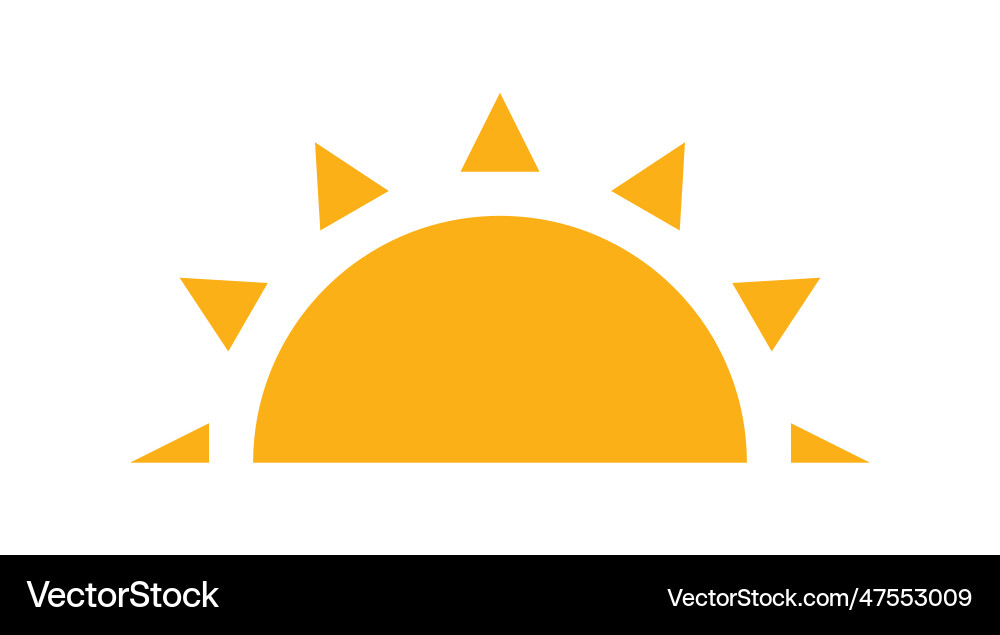 Yellow half sun icon in flat style sunset simple Vector Image