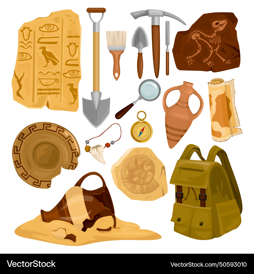 Ancient artifacts icon set Royalty Free Vector Image