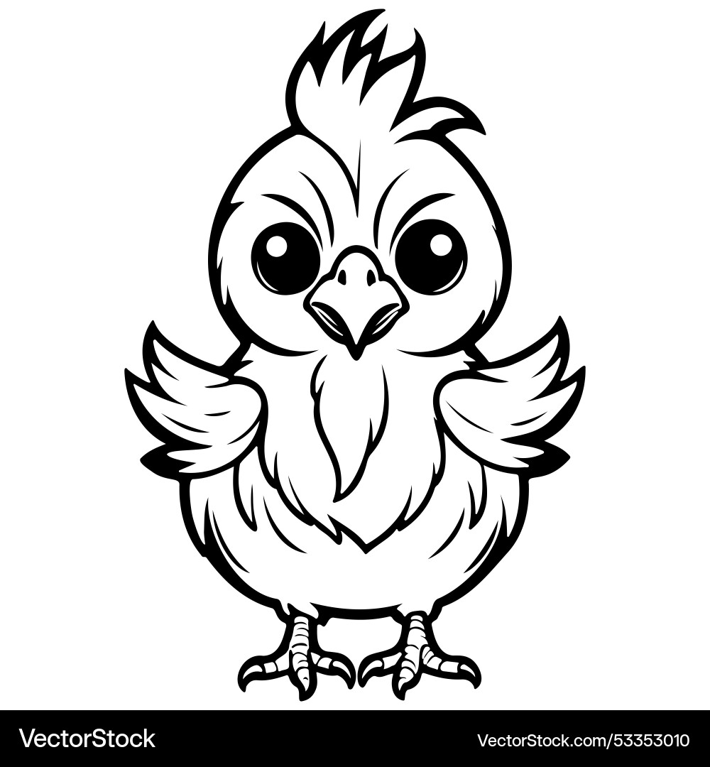 Black cartoon chicken drawing outline Royalty Free Vector