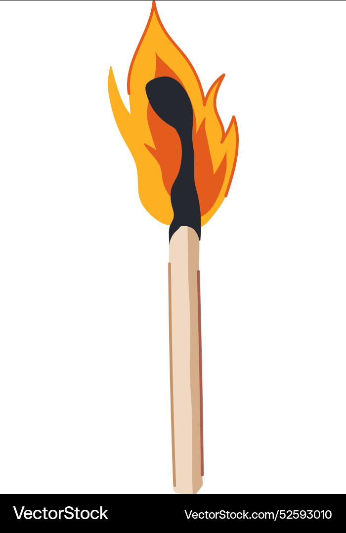 Burnt burning match cartoon Royalty Free Vector Image
