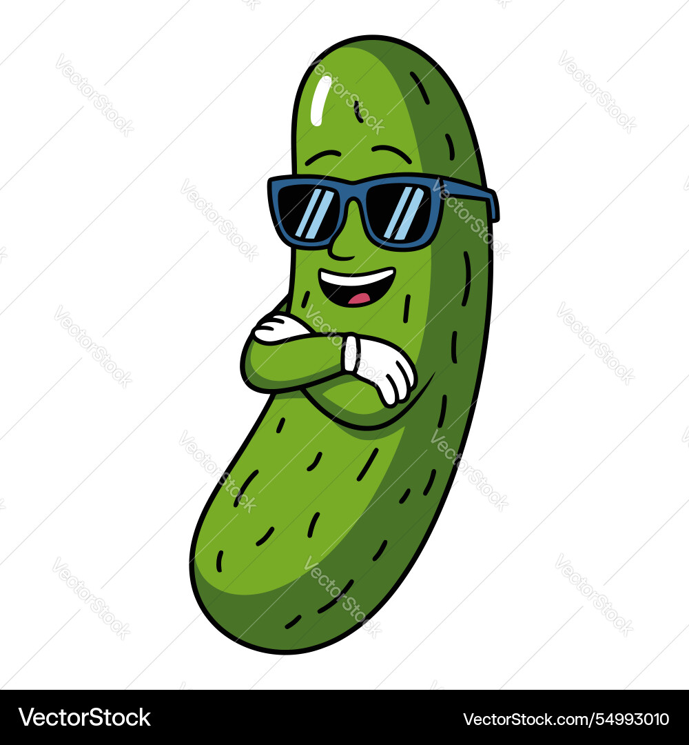 Cool pickle character with sunglasses Royalty Free Vector