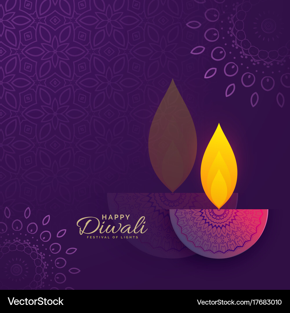Diwali Greeting Card with Diyas Royalty Free Vector Image