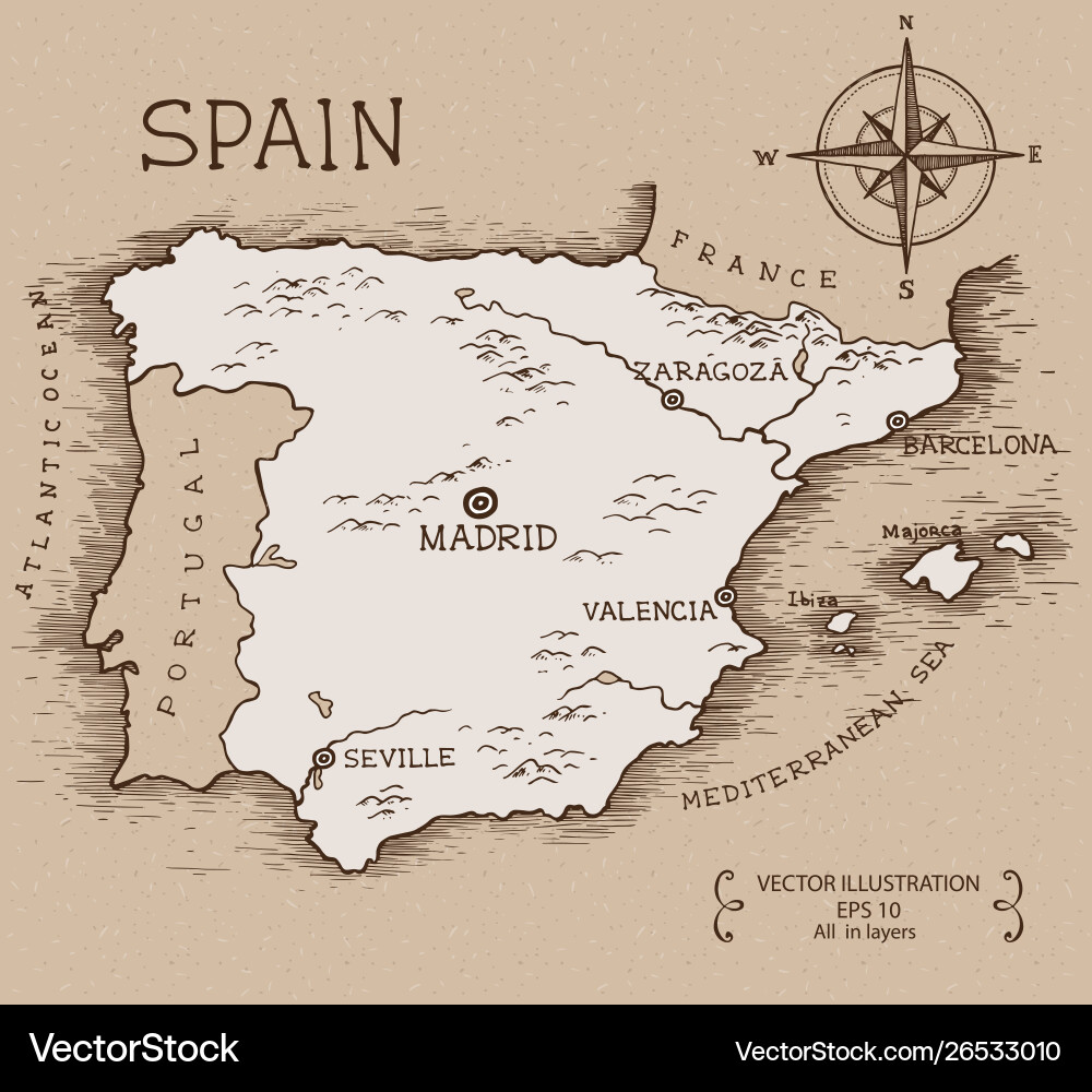 Map spain Royalty Free Vector Image - VectorStock
