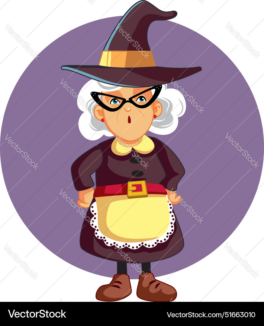 Old witch wondering and feeling puzzled cartoon Vector Image
