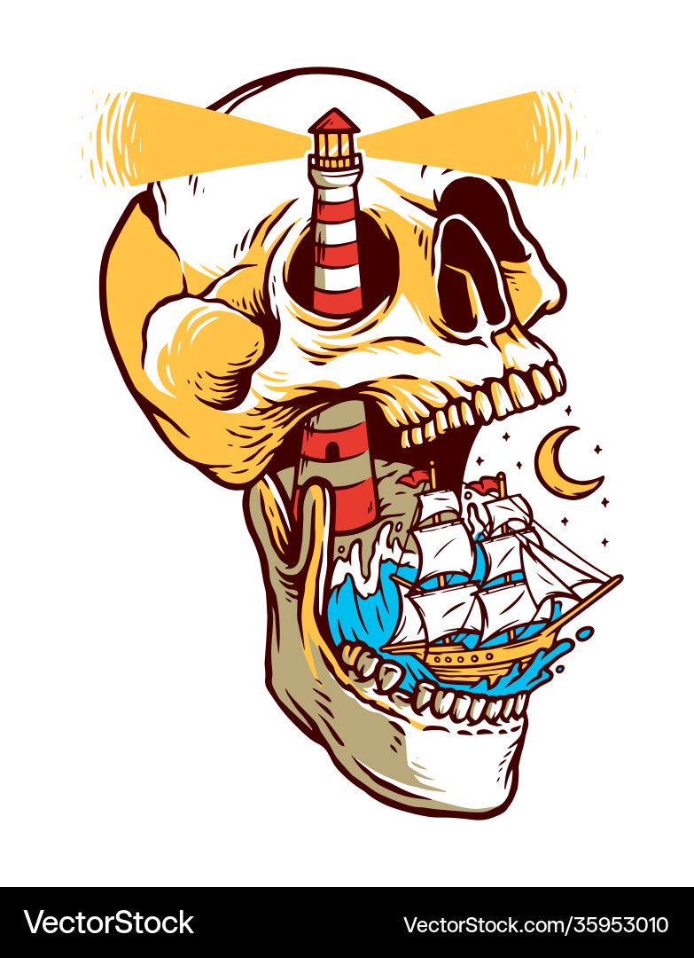 Sailing on skull island Royalty Free Vector Image