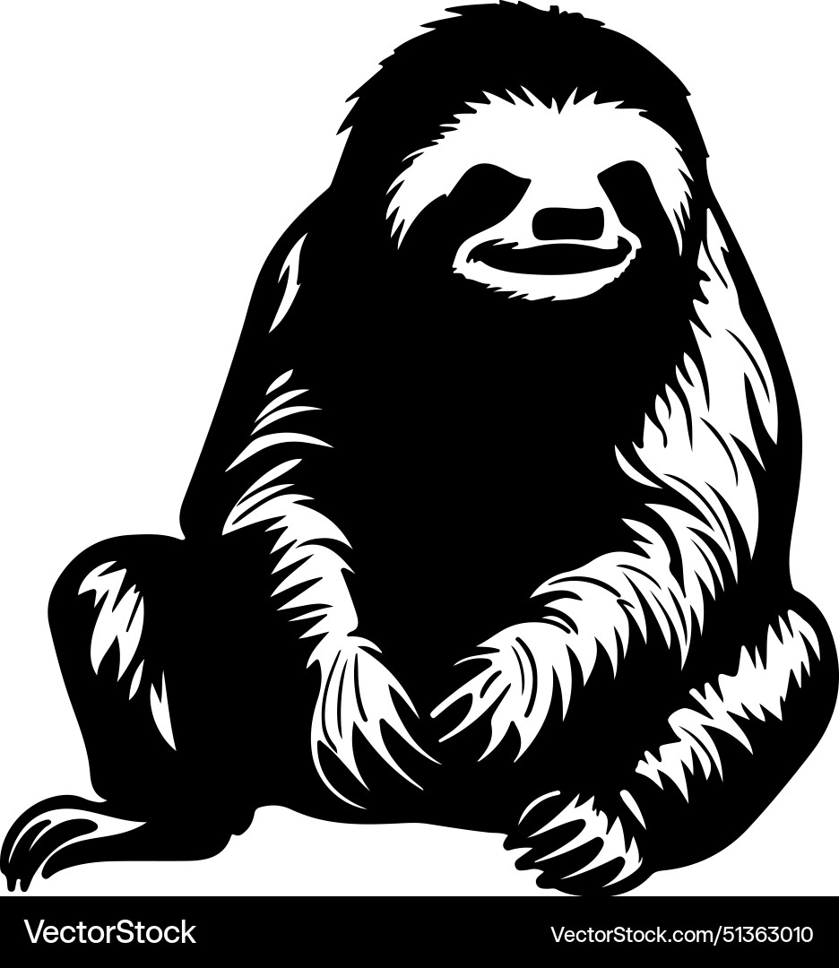 Sloth silhouette white background Royalty Free Vector Image