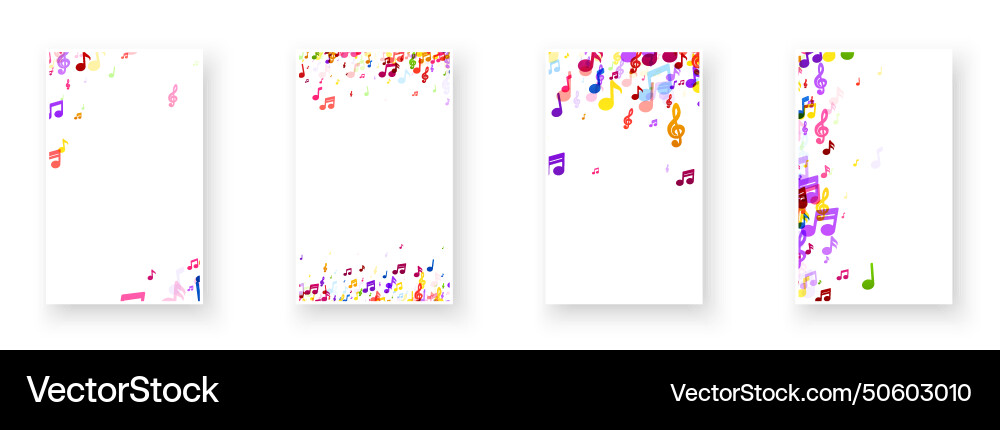 Varied musical note borders on white Royalty Free Vector