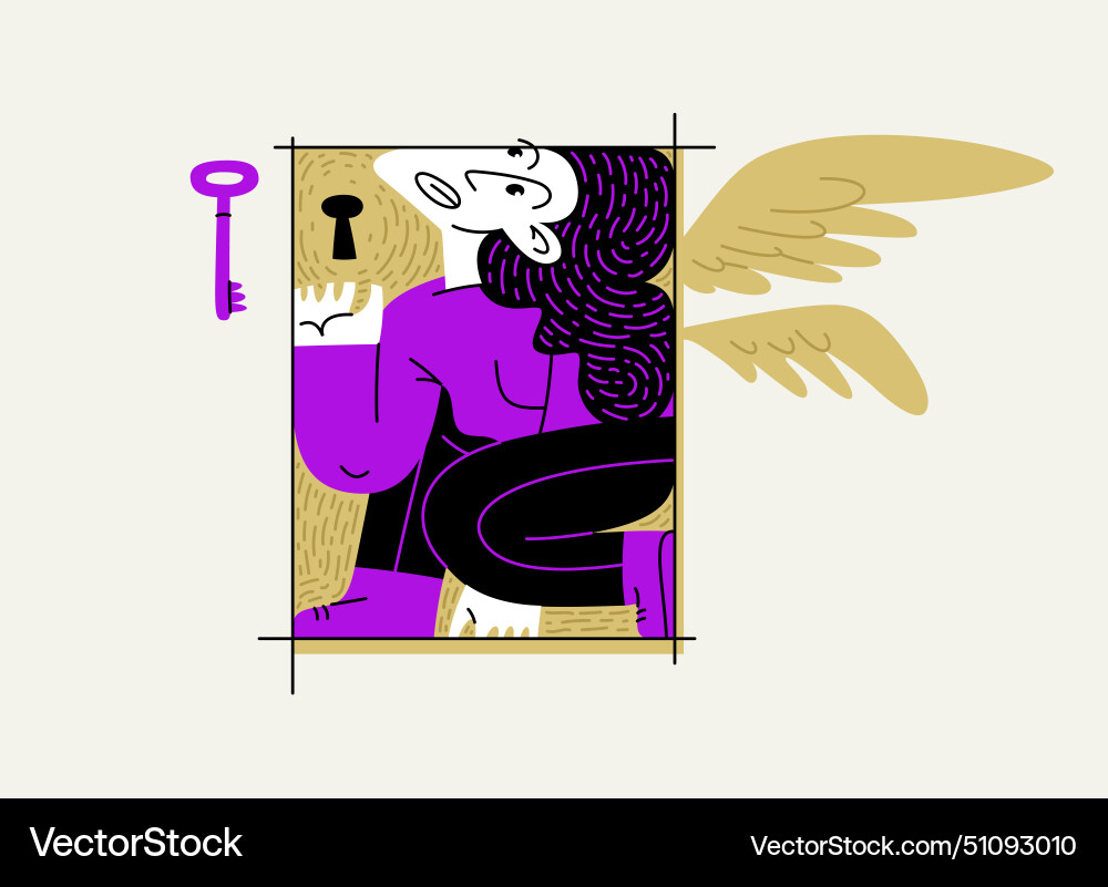 Woman is locked in a rectangular frame social Vector Image