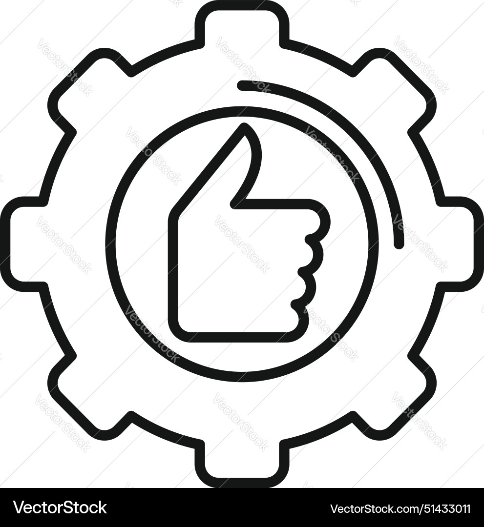 Approval concept icon with gear and thumbs up Vector Image