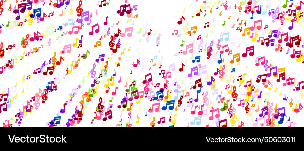 Colorful music notes on diagonal paths Royalty Free Vector