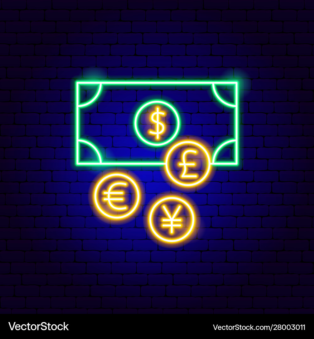 Neon Money Exchange Sign Royalty Free Vector Image