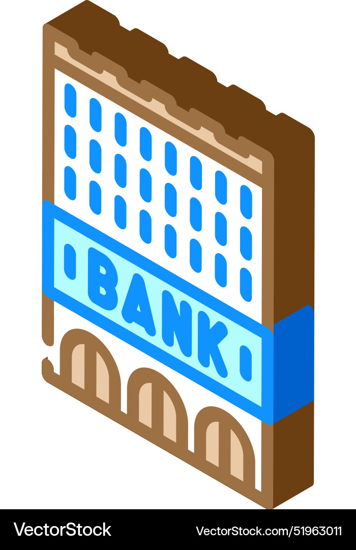 Office bank building isometric icon Royalty Free Vector
