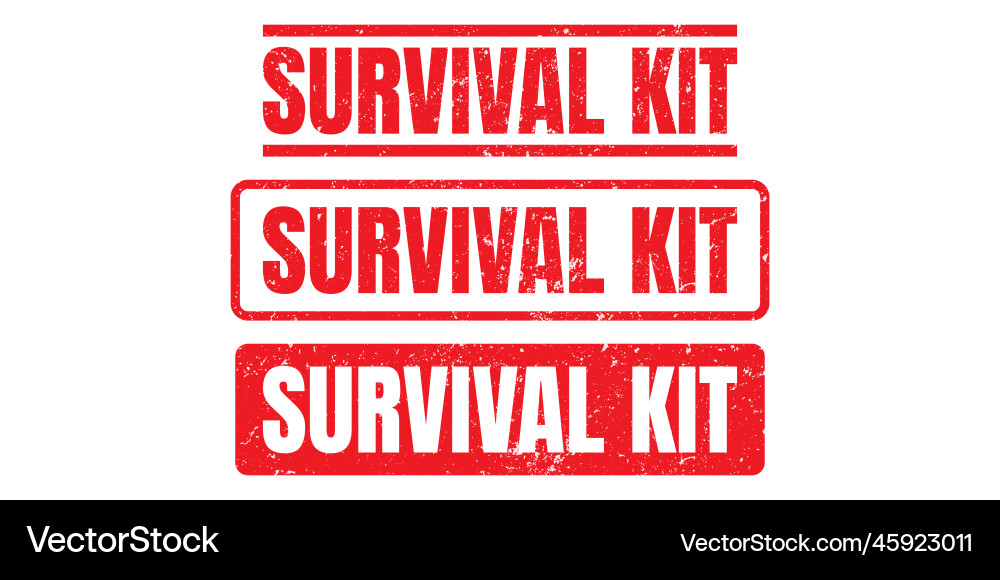 Survival kit grunge rubber stamp on white Vector Image