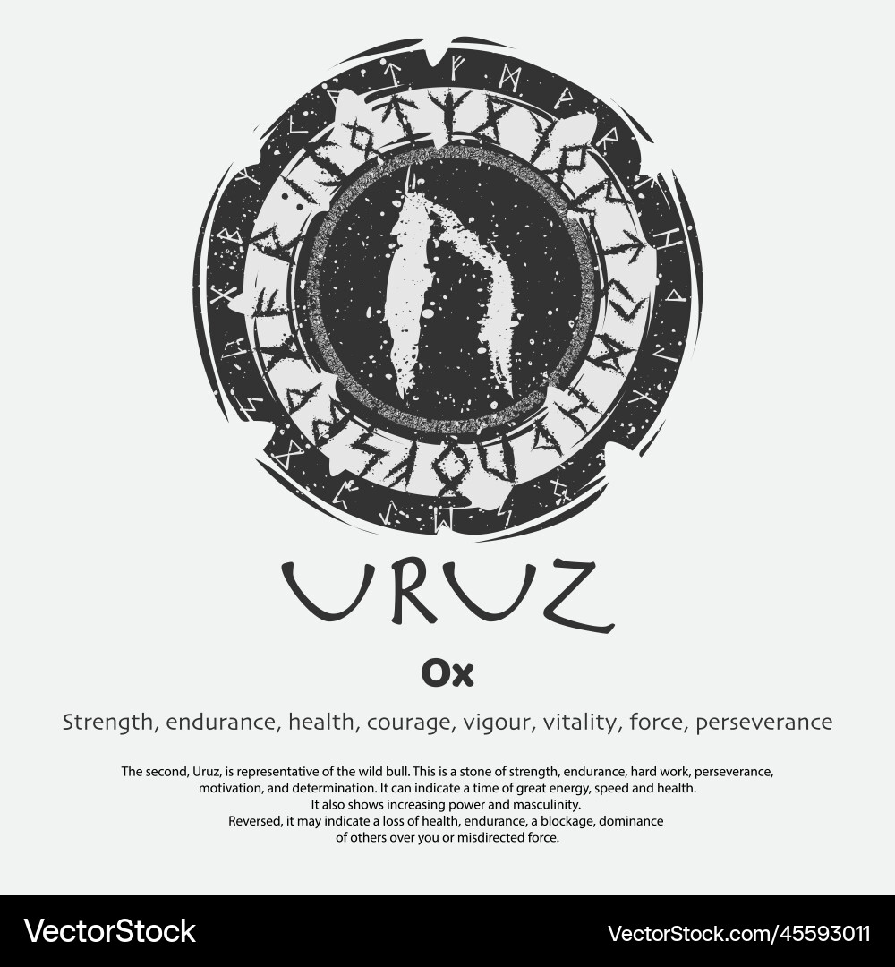 Viking uruz rune dark circle shield Royalty Free Vector