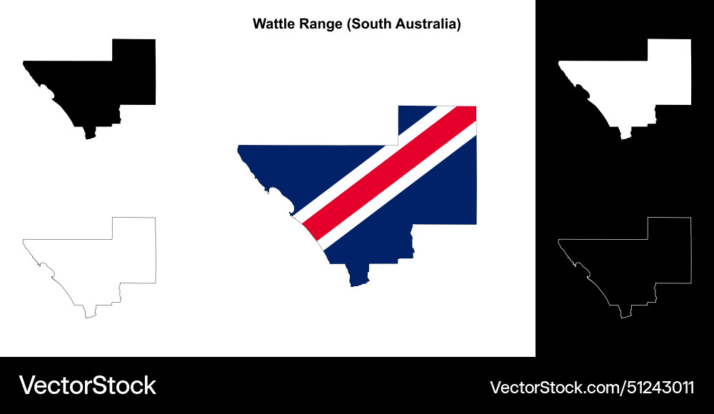 Wattle range outline map Royalty Free Vector Image