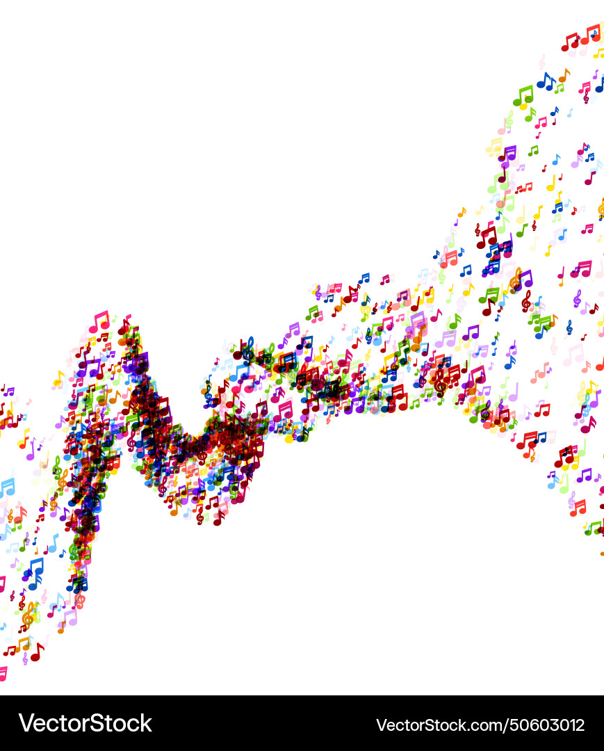 Abstract wave of colorful musical notes Royalty Free Vector